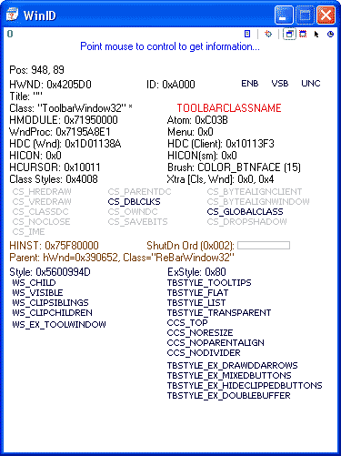 WinID's Readout Pane in default mode